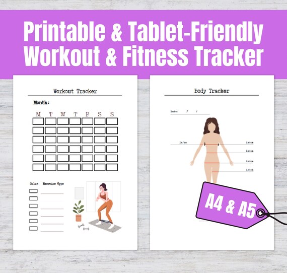 Workout and Body Tracker Printable and Tablet Friendly in A4 | Etsy