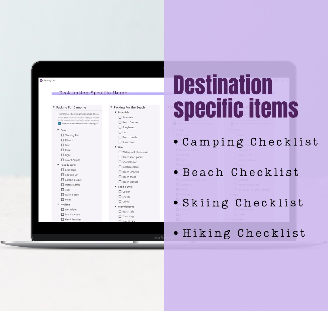 Travel Packing Checklist Notion Template for Every Type of Destination ...