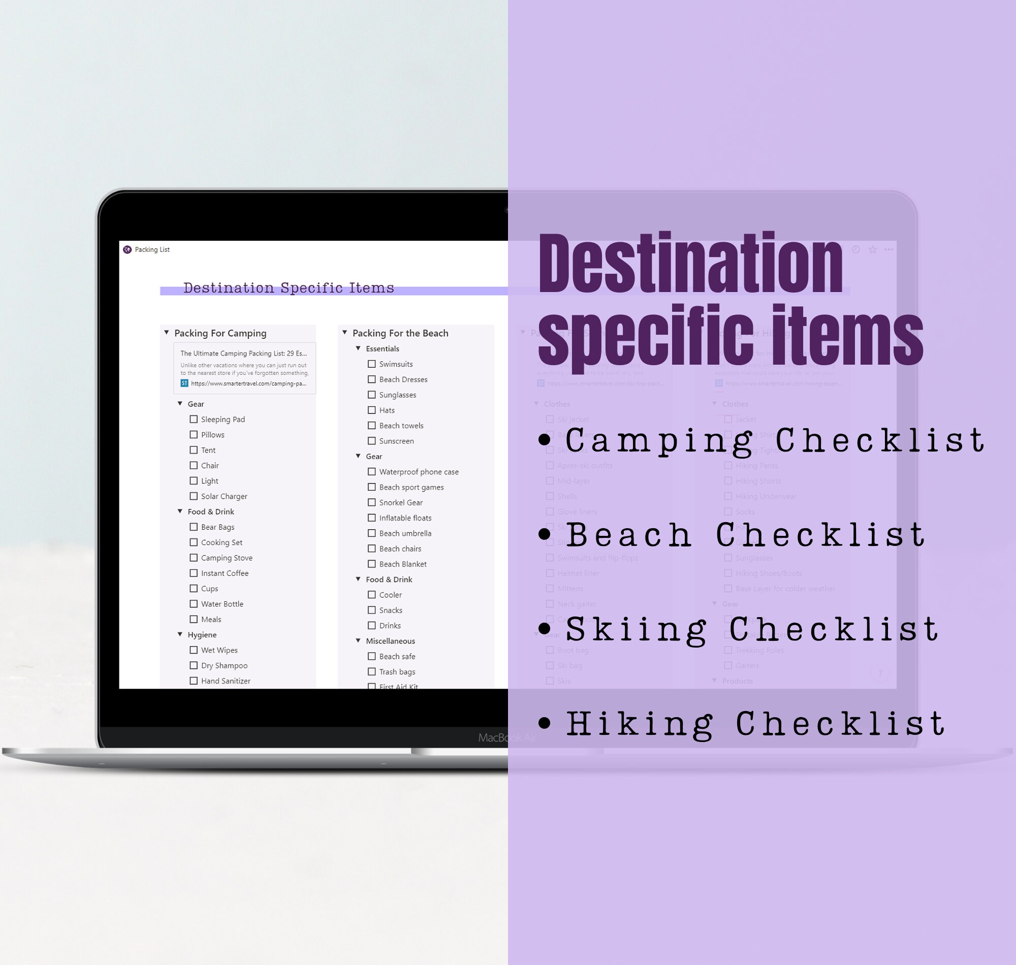 Travel Packing Checklist Notion Template for Every Type of Destination ...