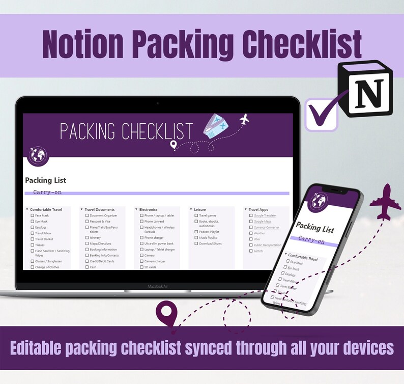 Travel Packing Checklist Notion Template for Every Type of Destination ...