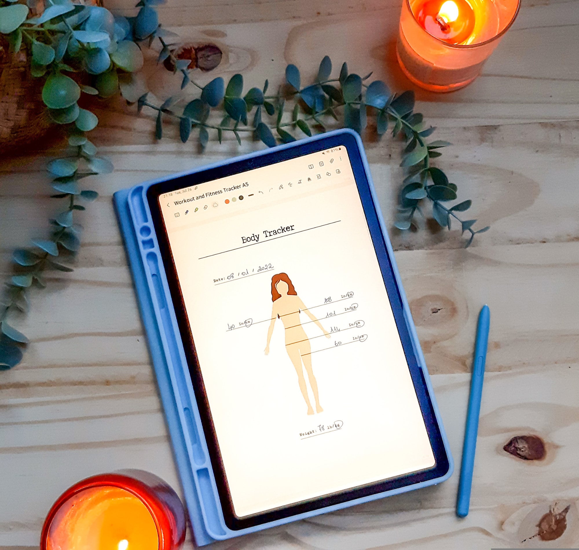 Workout and Body Tracker Printable and Tablet Friendly in A4 and A5 ...