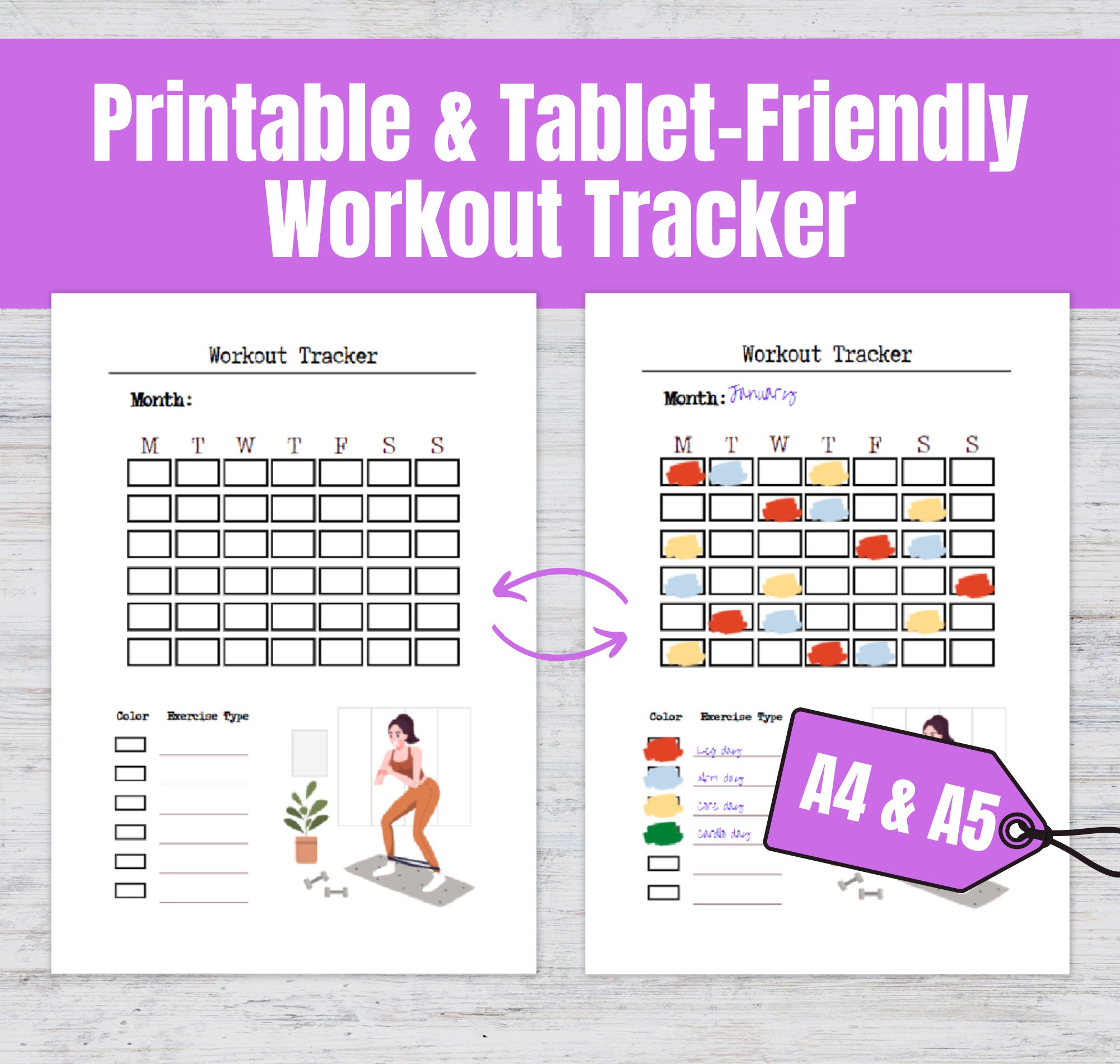Workout and Body Tracker Printable and Tablet Friendly in A4 | Etsy