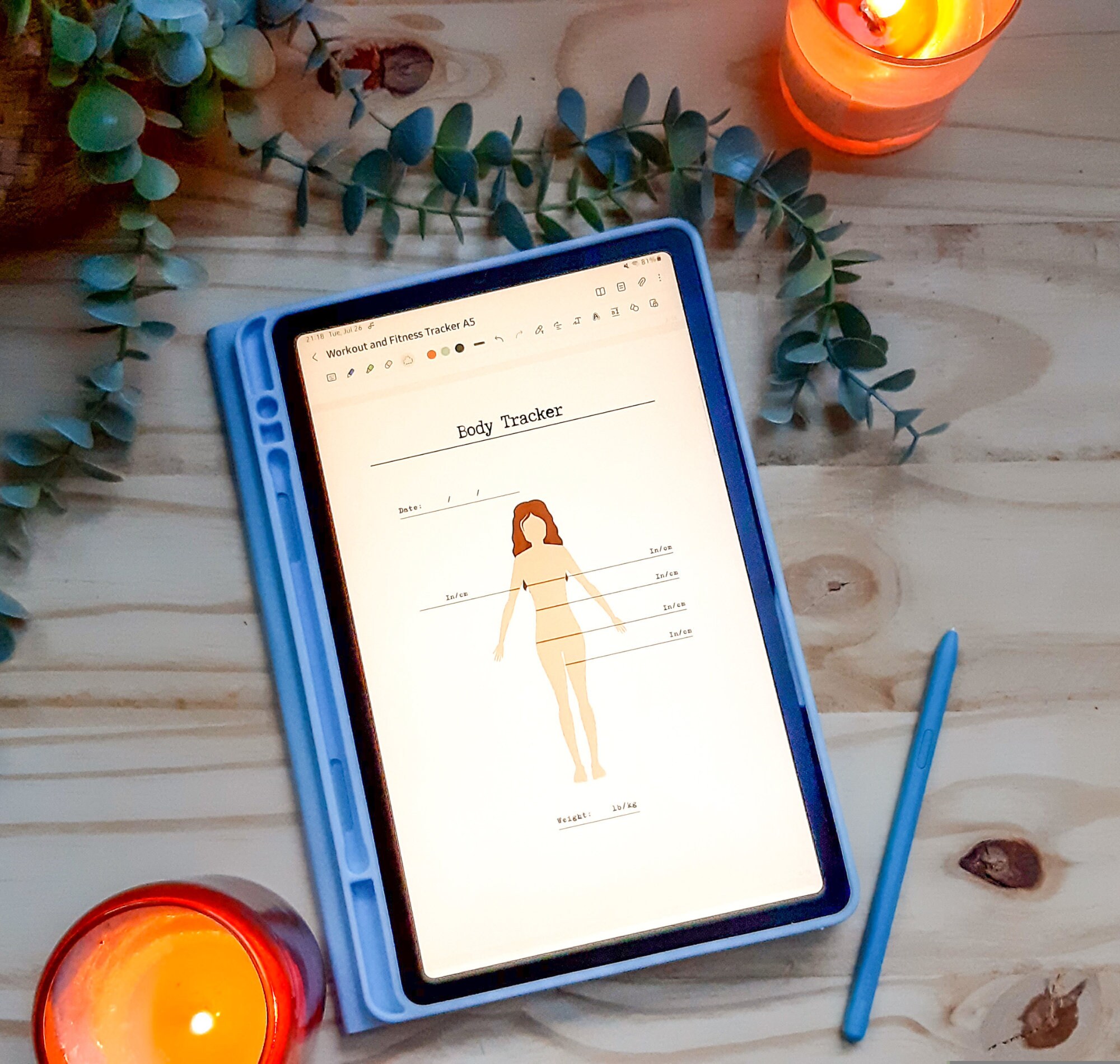 Workout and Body Tracker Printable and Tablet Friendly in A4 and A5 ...