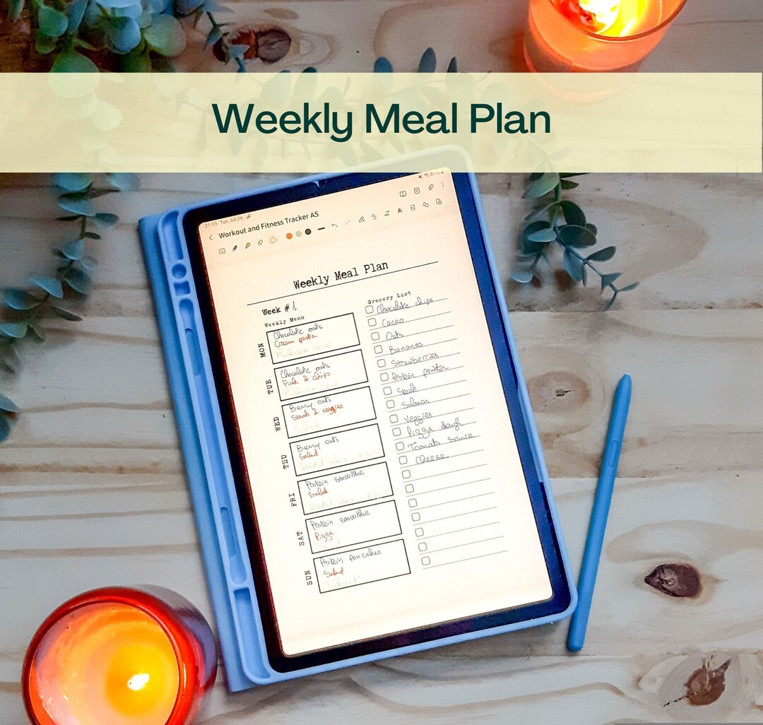 Weekly Meal Plan Page Printable and Tablet Friendly in A4 and A5 ...