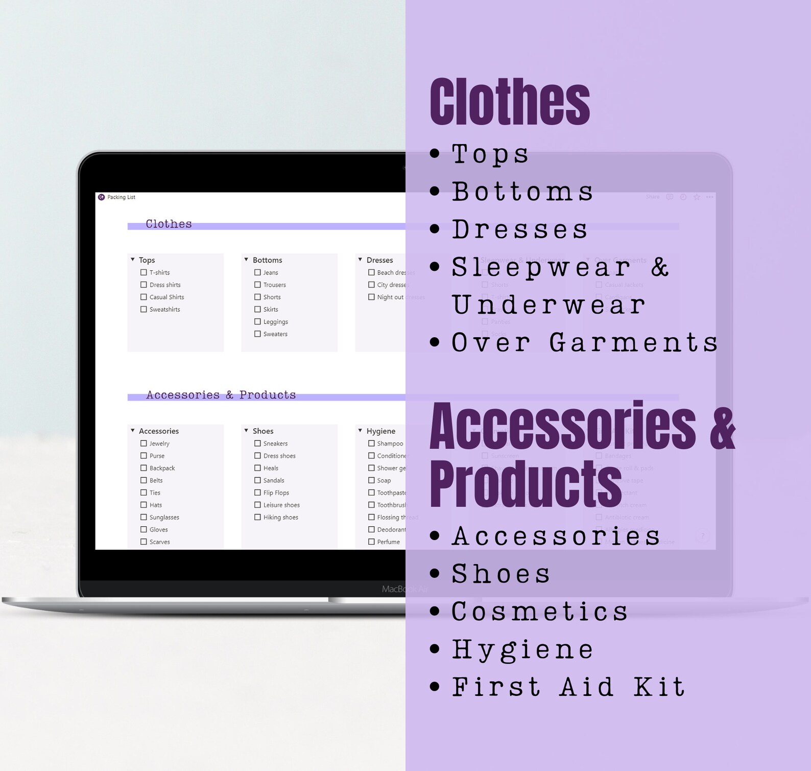 Travel Packing Checklist Notion Template for Every Type of Destination ...