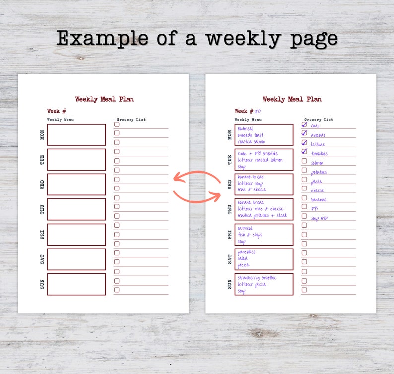 Weekly Meal Planner Digital and Printable With 52 Weekly Page ...