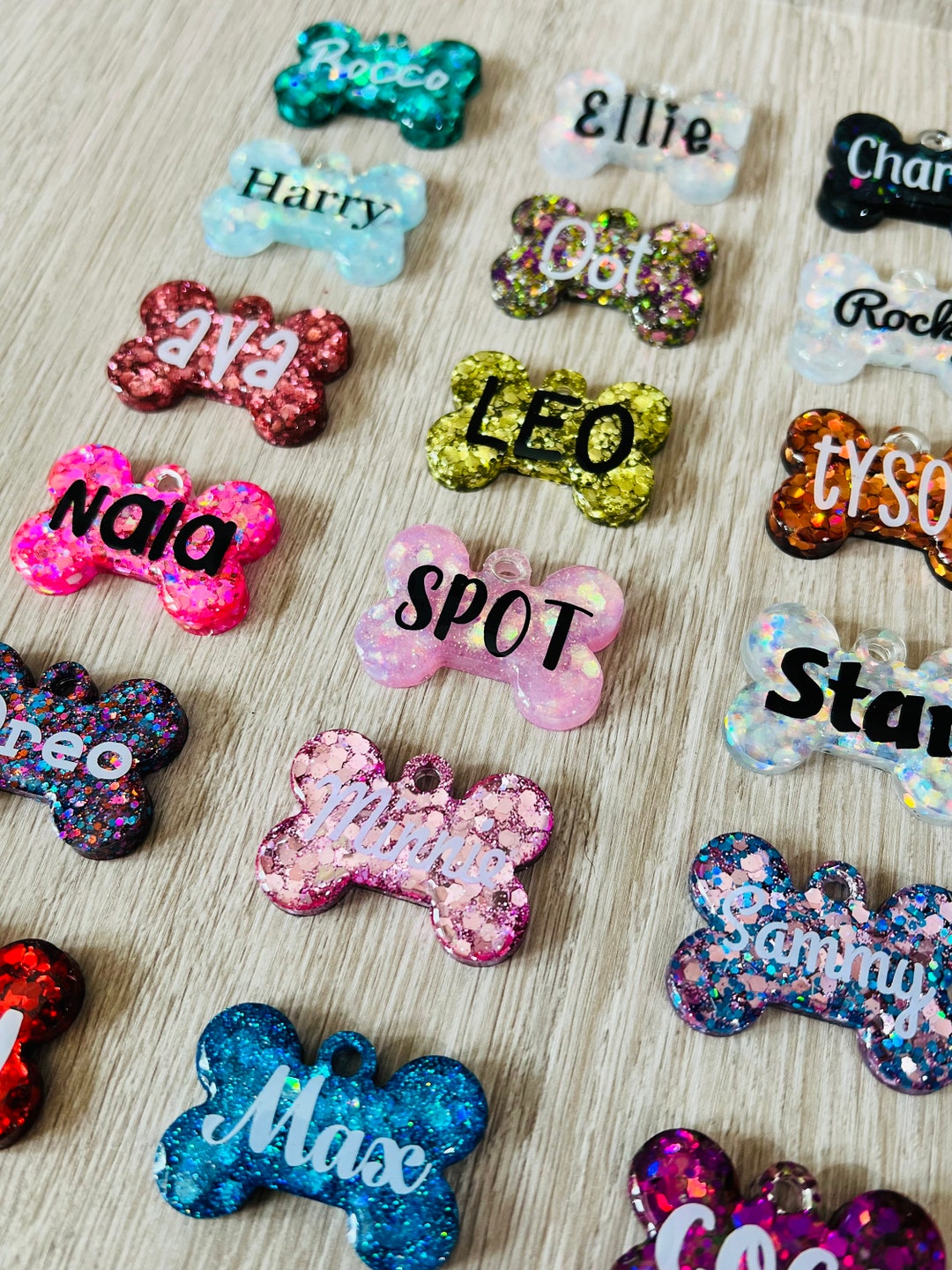 Handmade Resin Dog Cat Pet Name ID Tag Various Sizes - Etsy UK