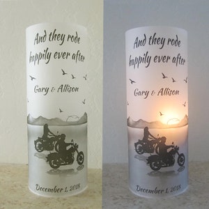 12 Personalized Wedding Motorcycle, Harley, Biker Centerpiece Luminary ...