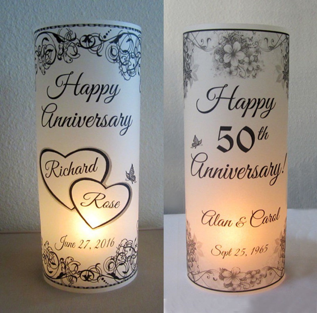 12 Personalized Anniversary Centerpiece Table Decoration Luminaries ...