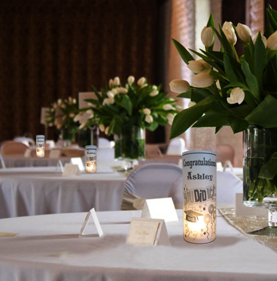 12 Personalized Graduation Centerpiece Table Decoration Luminaries - Etsy