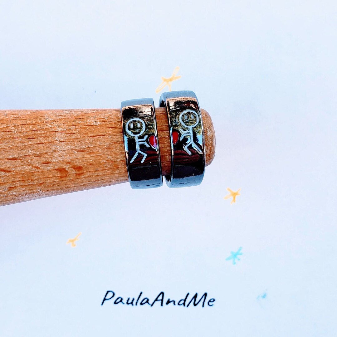 Stick Figure Couple Rings (set of 2) Graphite - Etsy