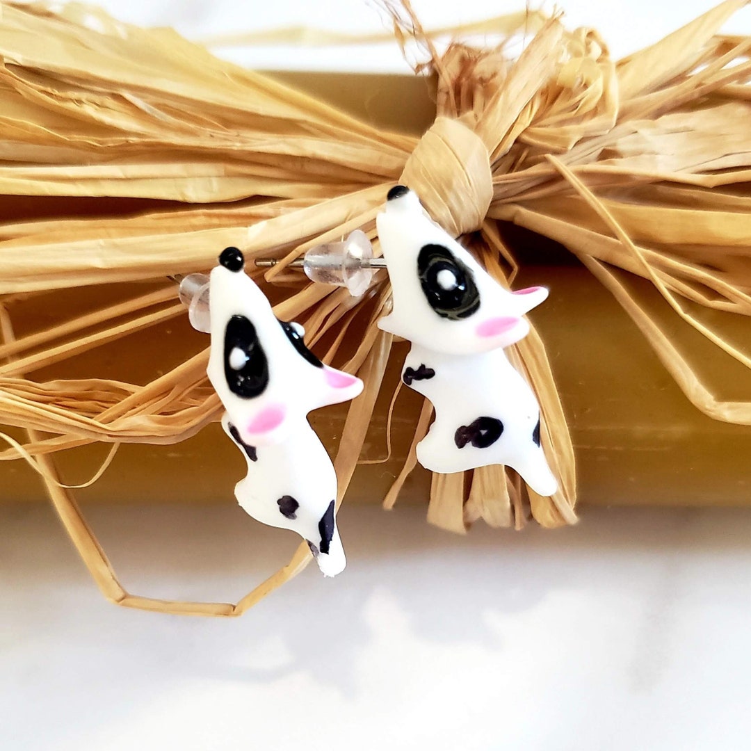 Set of 2 Cartoon Animal Studs | Dog | Cat | Shark | Pet Earrings | Bite ...