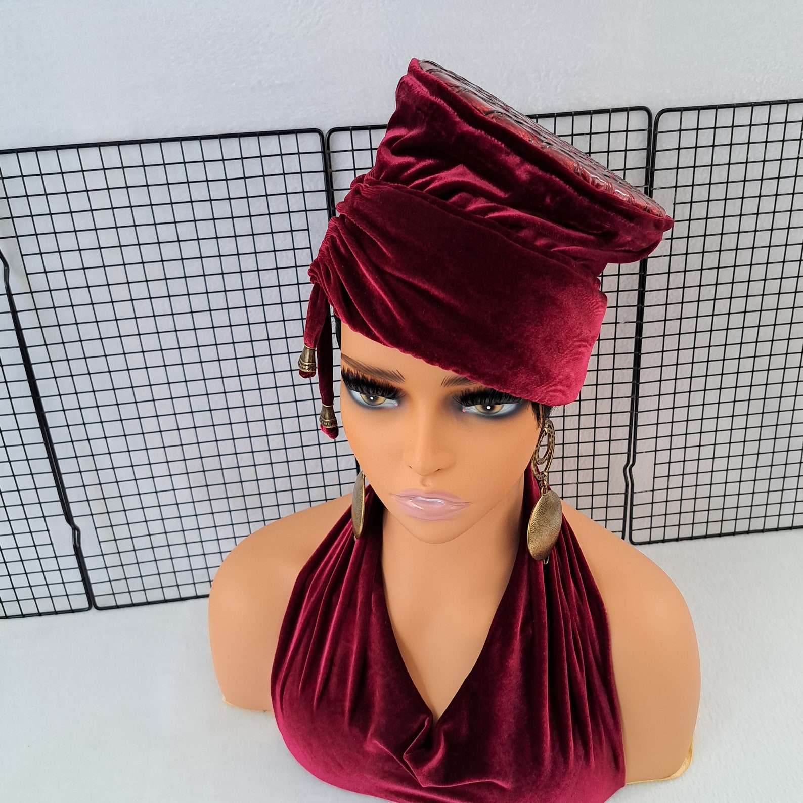 Flat Top Hat, Tilt Hat, Cloche Hat, Velvet Hat, Crocodile Skin Print ...