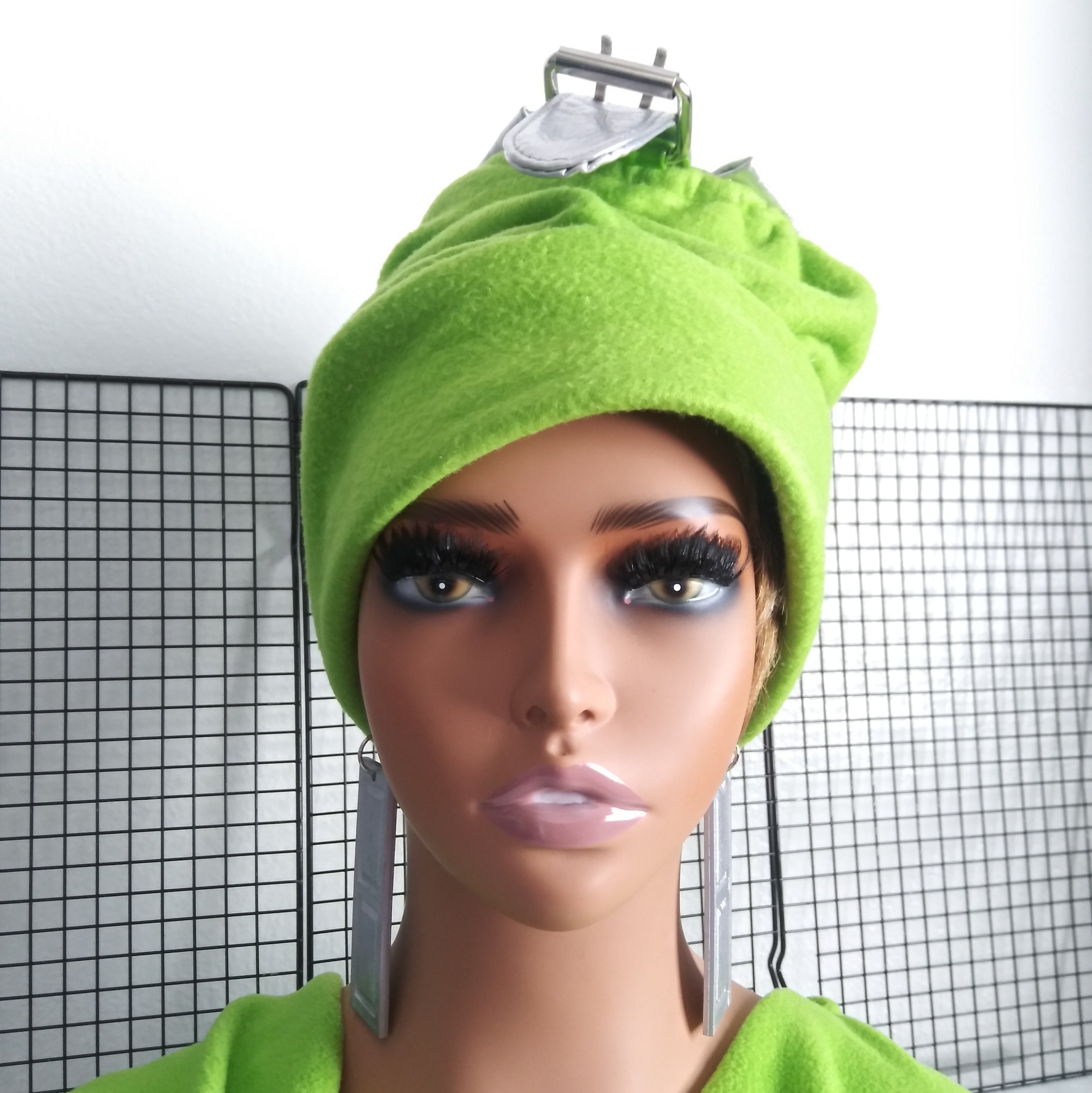 Flat Top Floppy Lime Green Belt Buckle Plush Hat With Satin Liner ...