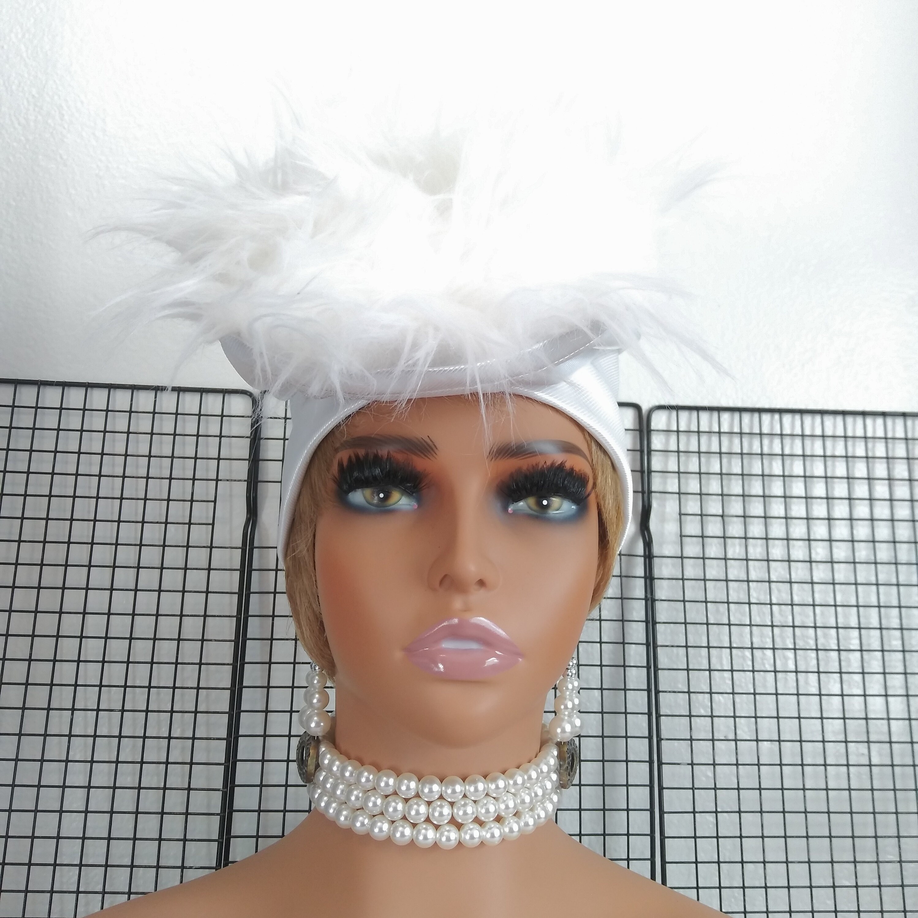 Satin Turban, Brimless Flat Top Fur Hat, With Satin Liner, Unique Avant ...