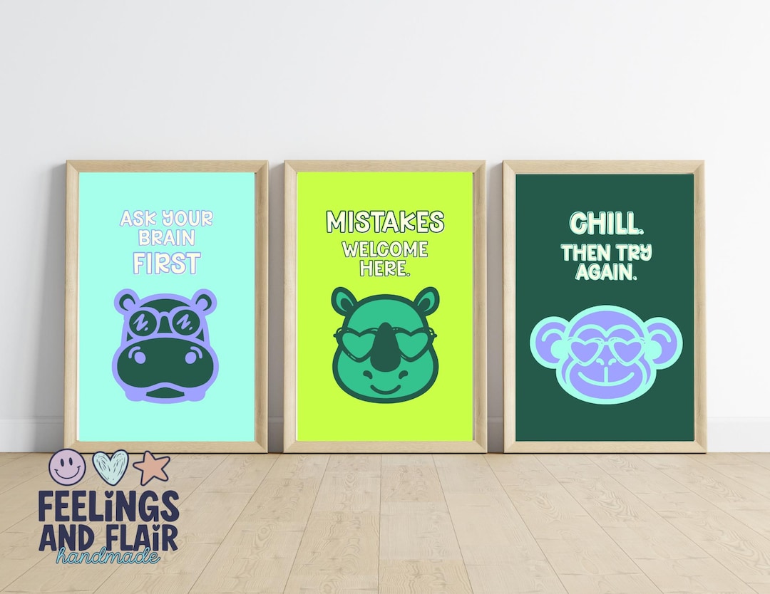 Animal Classroom Decor Funny Growth Mindset Wall Art SEL Posters ...