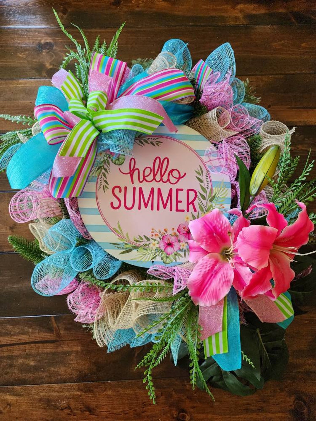 Summer Wreath | Hello Summer Front Door Wreath | Stargazer Wreath - Etsy