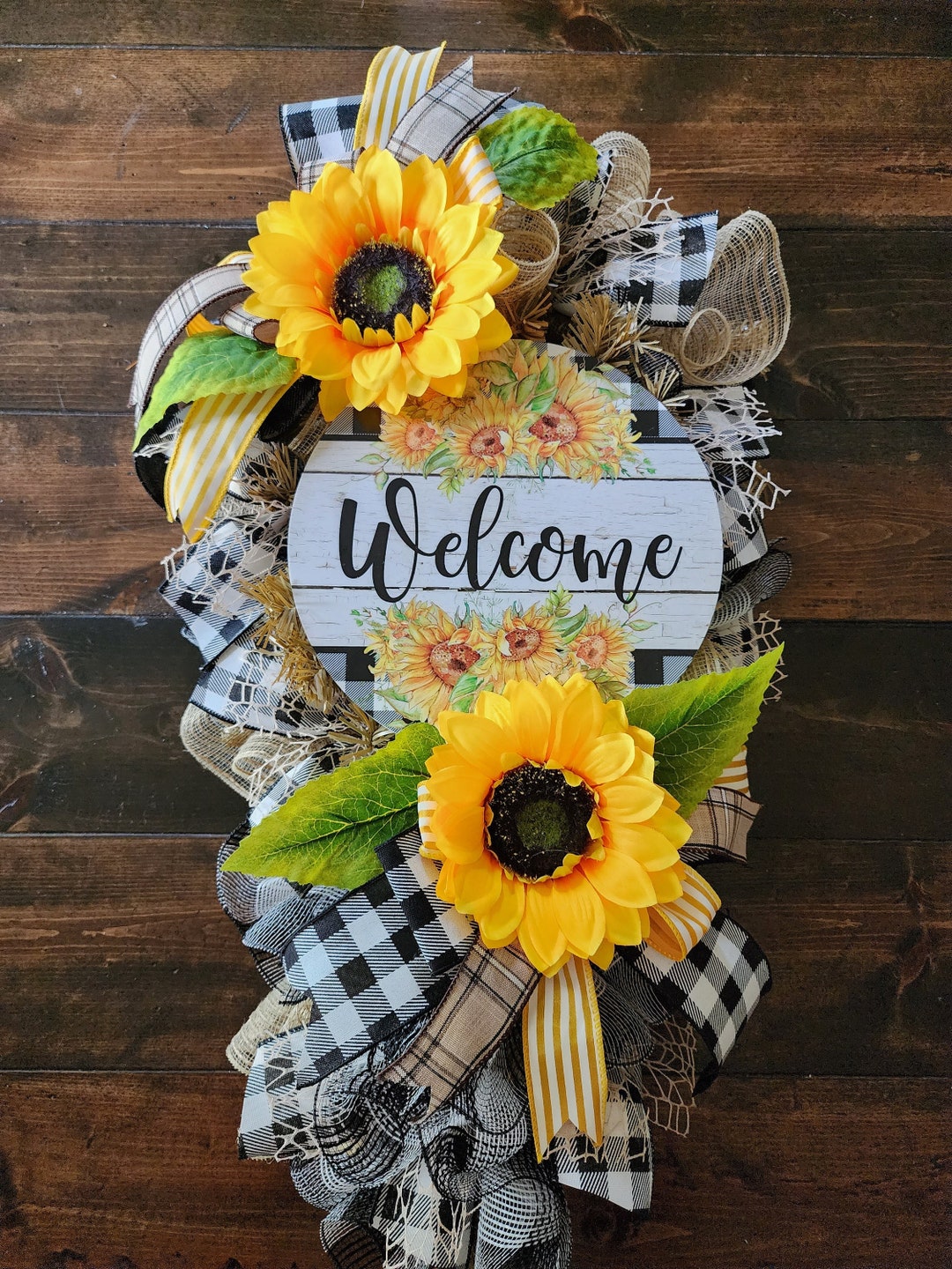Sunflower Welcome Door Swag - Etsy