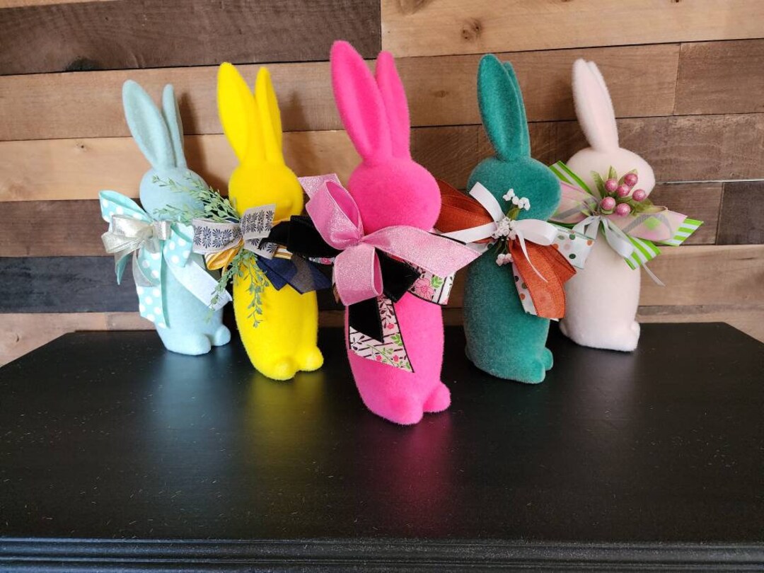 Flocked Easter Bunny; Easter Decor; Bunny Decor - Etsy