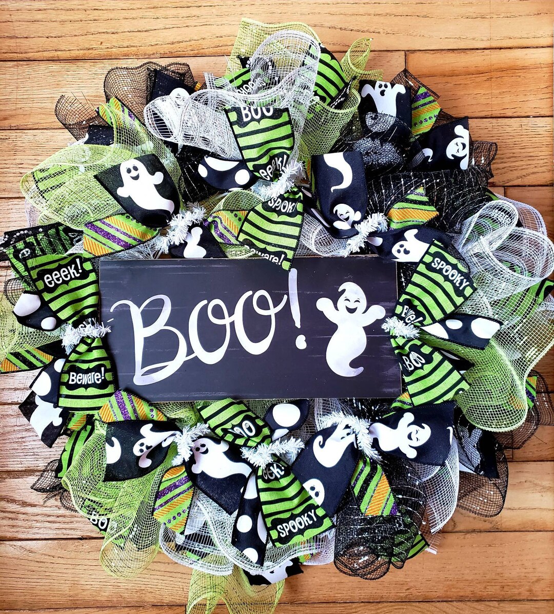 Halloween Wreath, Ghost Wreath, Boo Wreath, Fall Wreath, Holiday Wreath ...