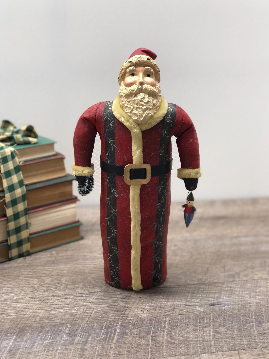 Old World Style Vintage Santa Decor; Stuffed Santa Clause; Painted ...