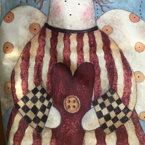 Vintage Debbie Mumm Primative Angel House Flag, Wall Hanging, Folkart ...