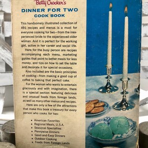 1958 Betty Crocker's Dinner for Two Cookbook; 1st Edition, 1st Printing ...