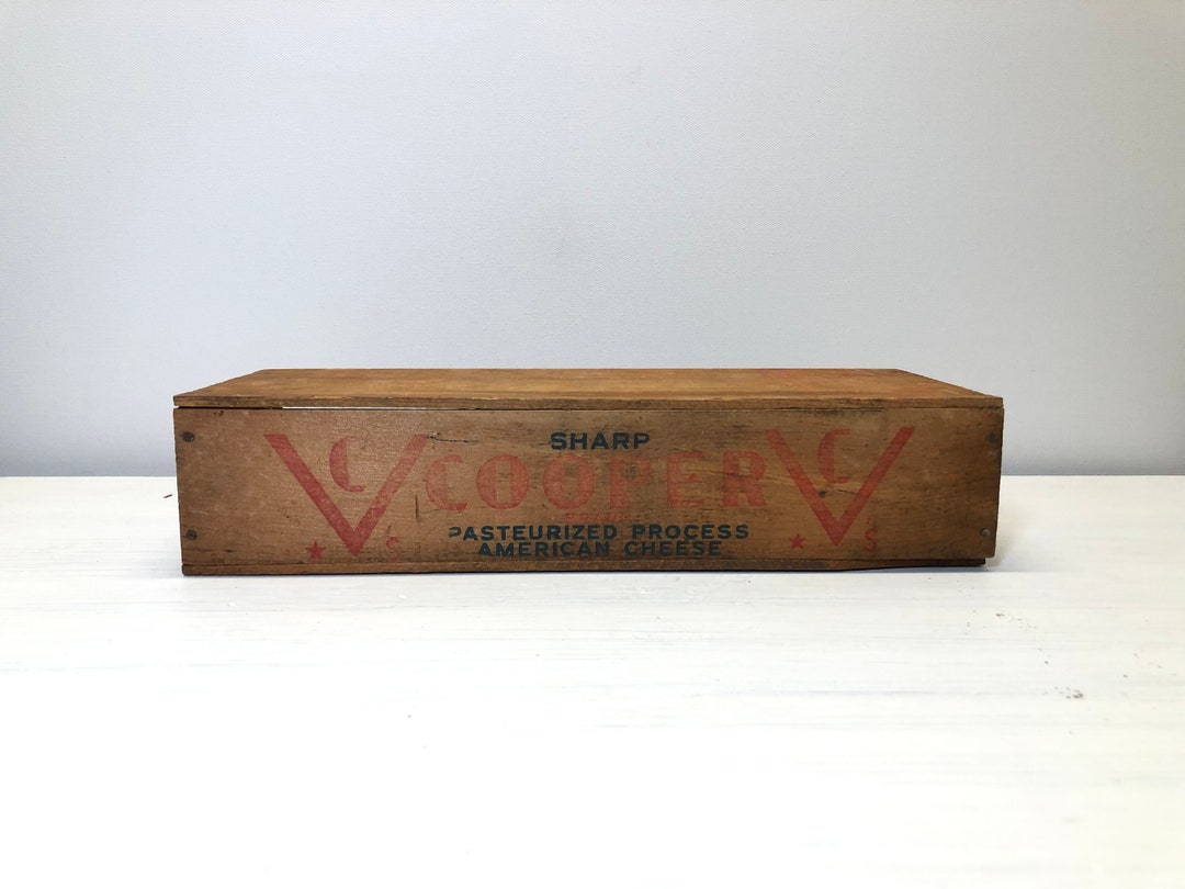 Vintage Wooden Cooper Cheese Box; Sharp Pasteurized Process American ...