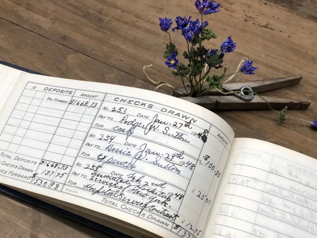 1947 - 1948 Vintage Checkbook Register; Banking Paper Ephemera - Etsy