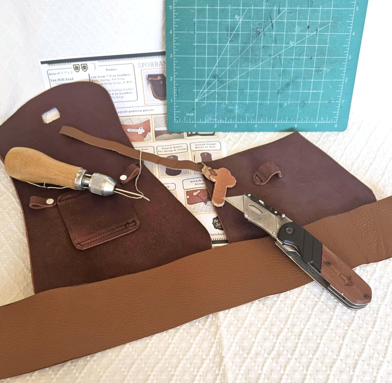 Leather Day Sporran PDF Pattern Rustic Belt Pouch Kilt Sporran Pattern ...