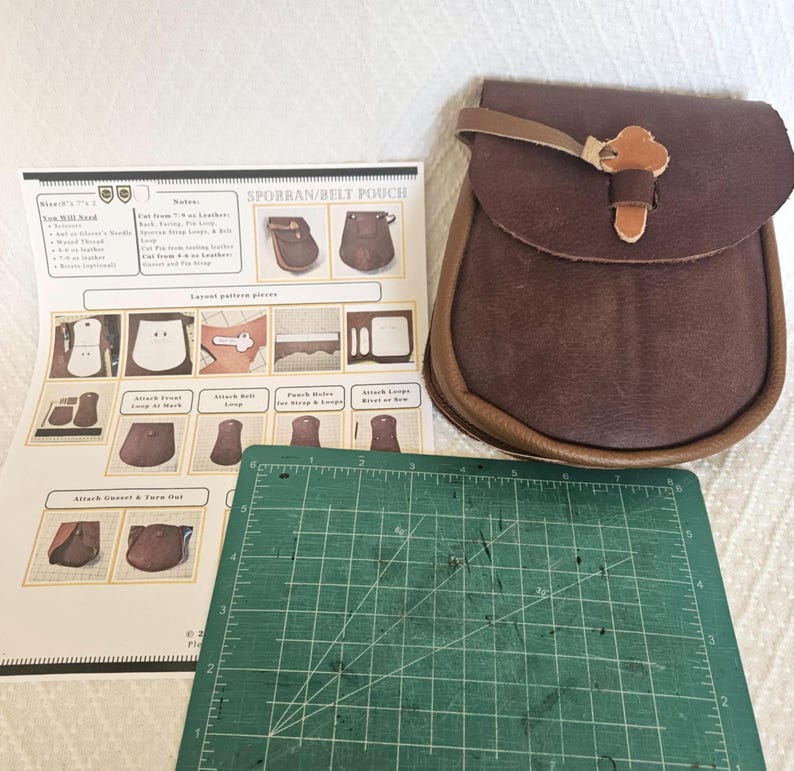 Leather Day Sporran PDF Pattern Rustic Belt Pouch Kilt Sporran Pattern ...