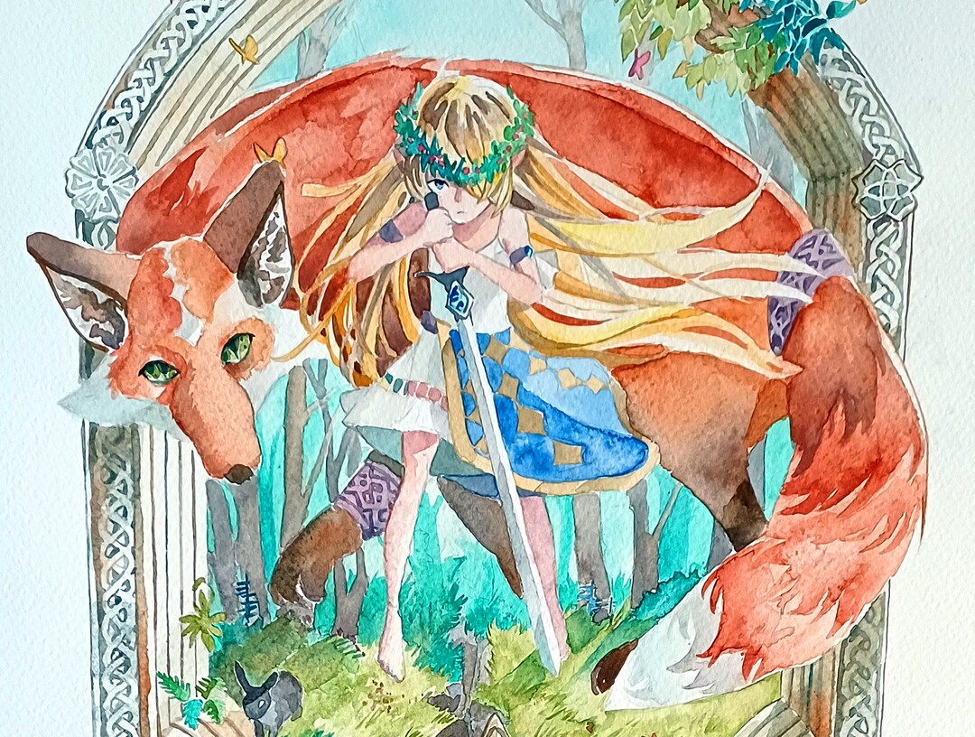 Art Print the Fox and the Forest Guardian - Etsy