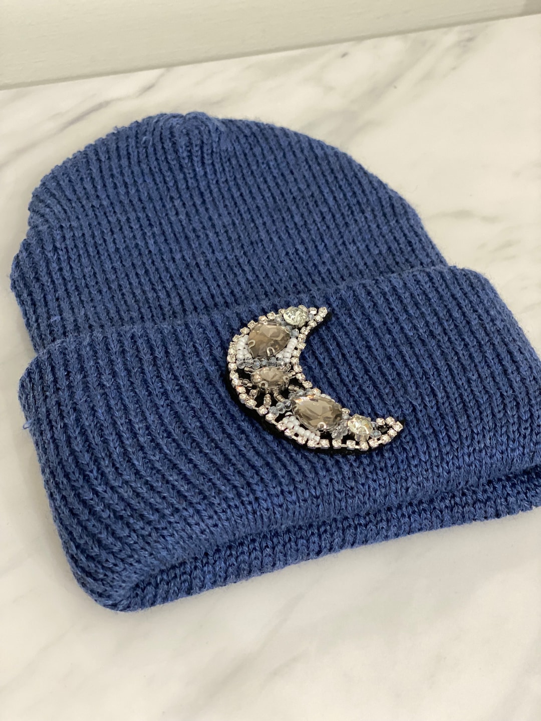 Beaded Crescent Moon Embellished Beanie| Merino Wool Beanie| Made in ...