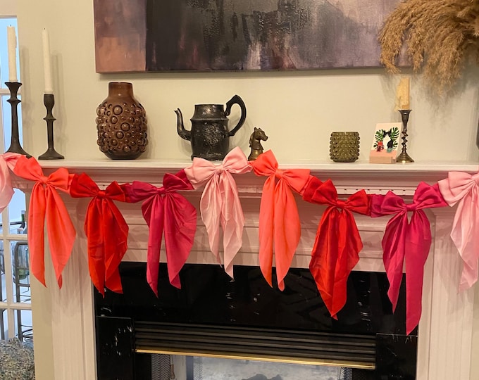 Satin Bow Garland, Anthropologie Inspired Bow Garland, Valentine's Day ...