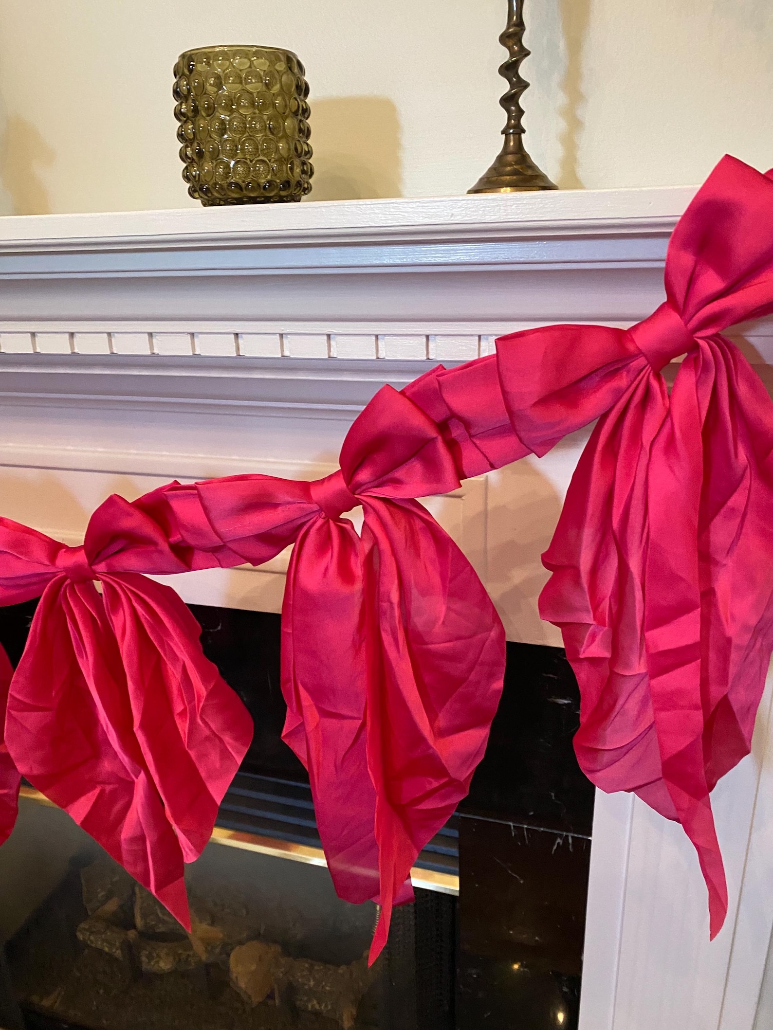 Hot Pink Satin Bow Garland| Coquette Girly Bow Garland | Valentine's ...