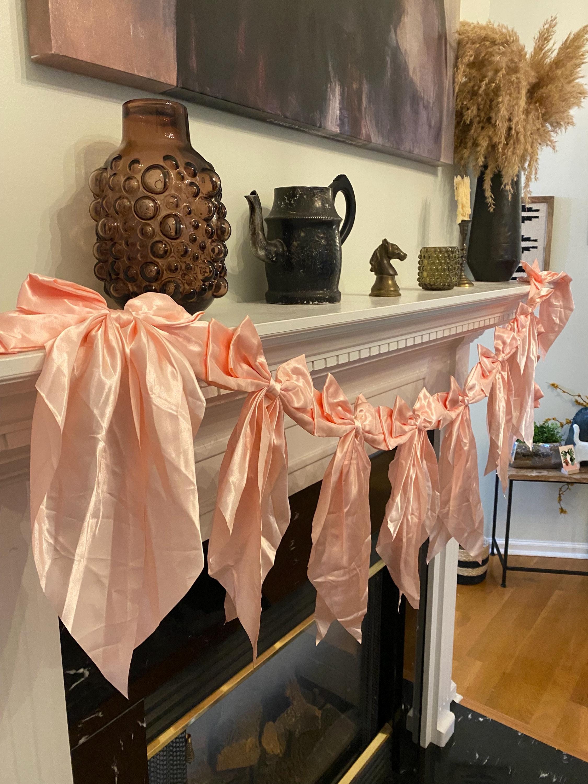 Blush Pink Satin Bow Garland Coquette Girly Bow Garland Light Pink Bow ...