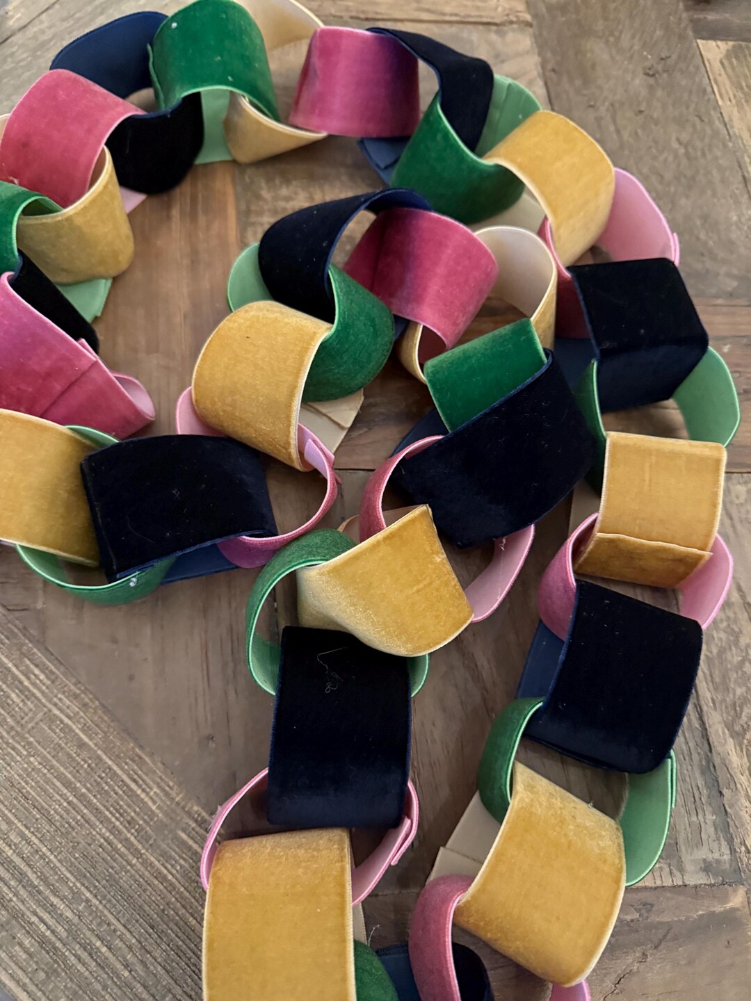 Velvet Paper Chain Garland | Velvet Ribbon Chain Christmas Decor | Navy ...