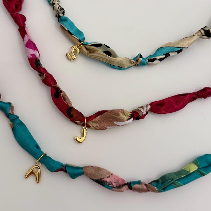 Initial Scarf Necklace - Etsy