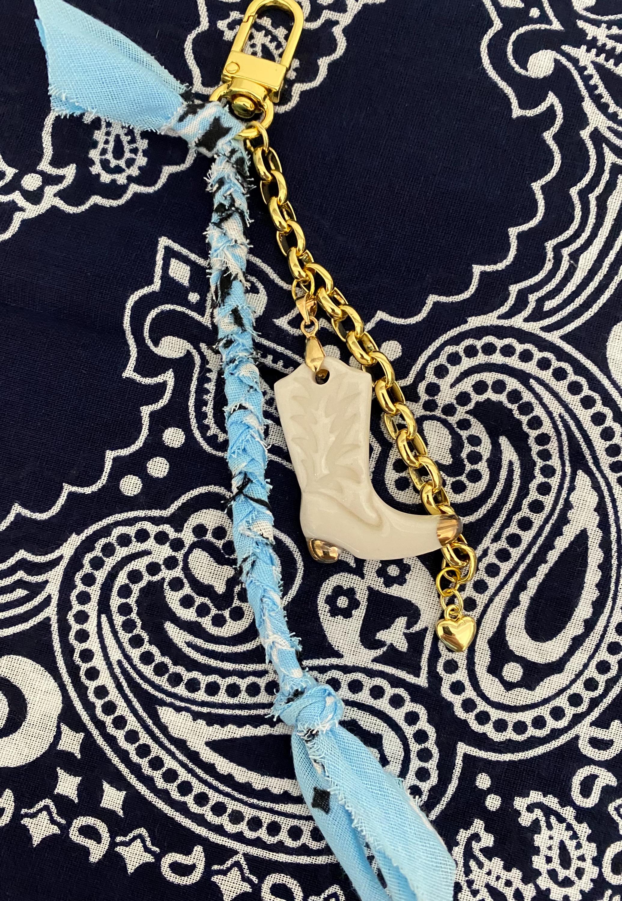 Cowboy Boot Western Bag Charm | Coastal Cowgirl Bag Keychain Bandana ...