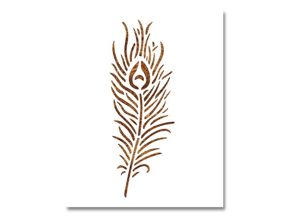 Peacock Feather Stencil Reusable Color Draw & Paint Cool - Etsy