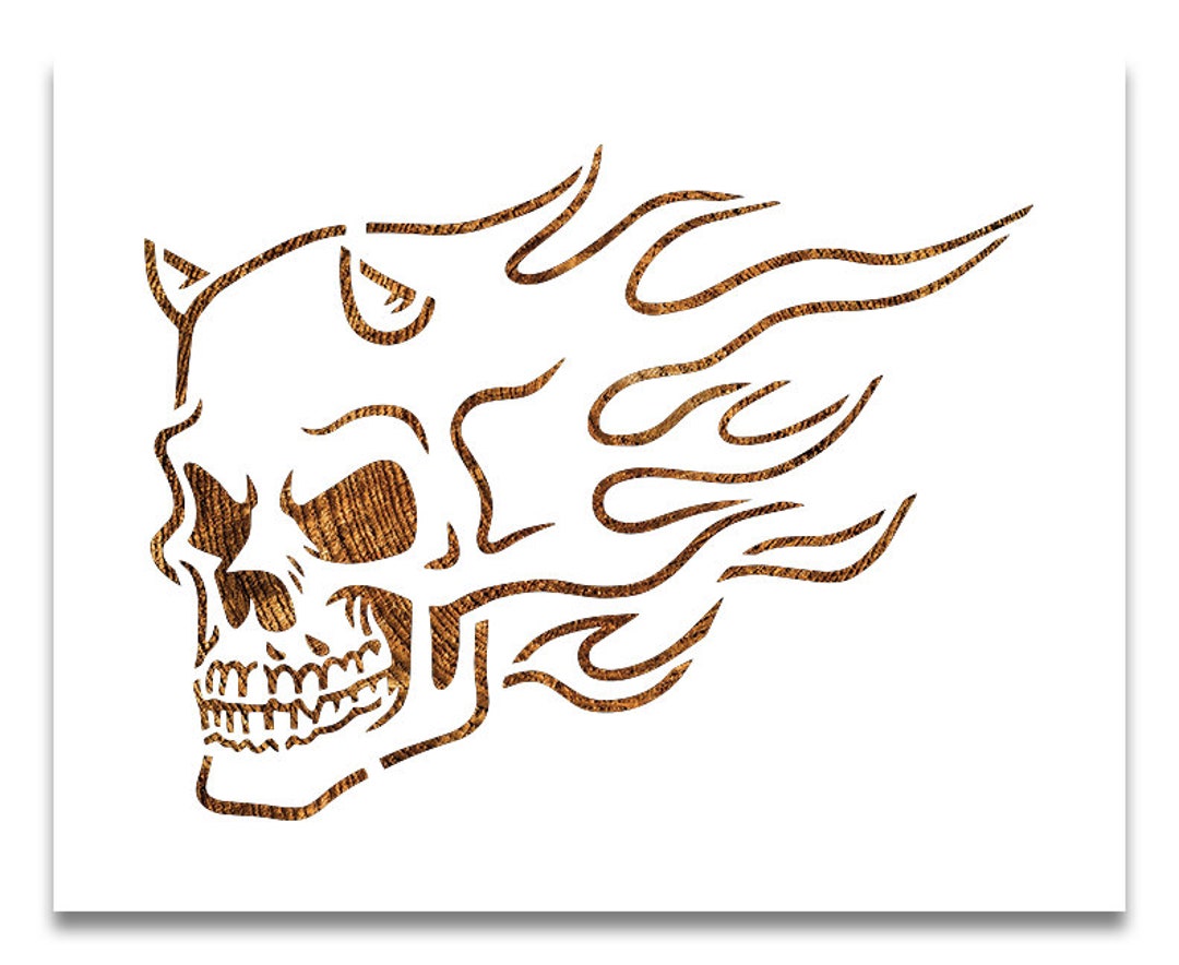 Flaming Skull Pumpkin Stencil