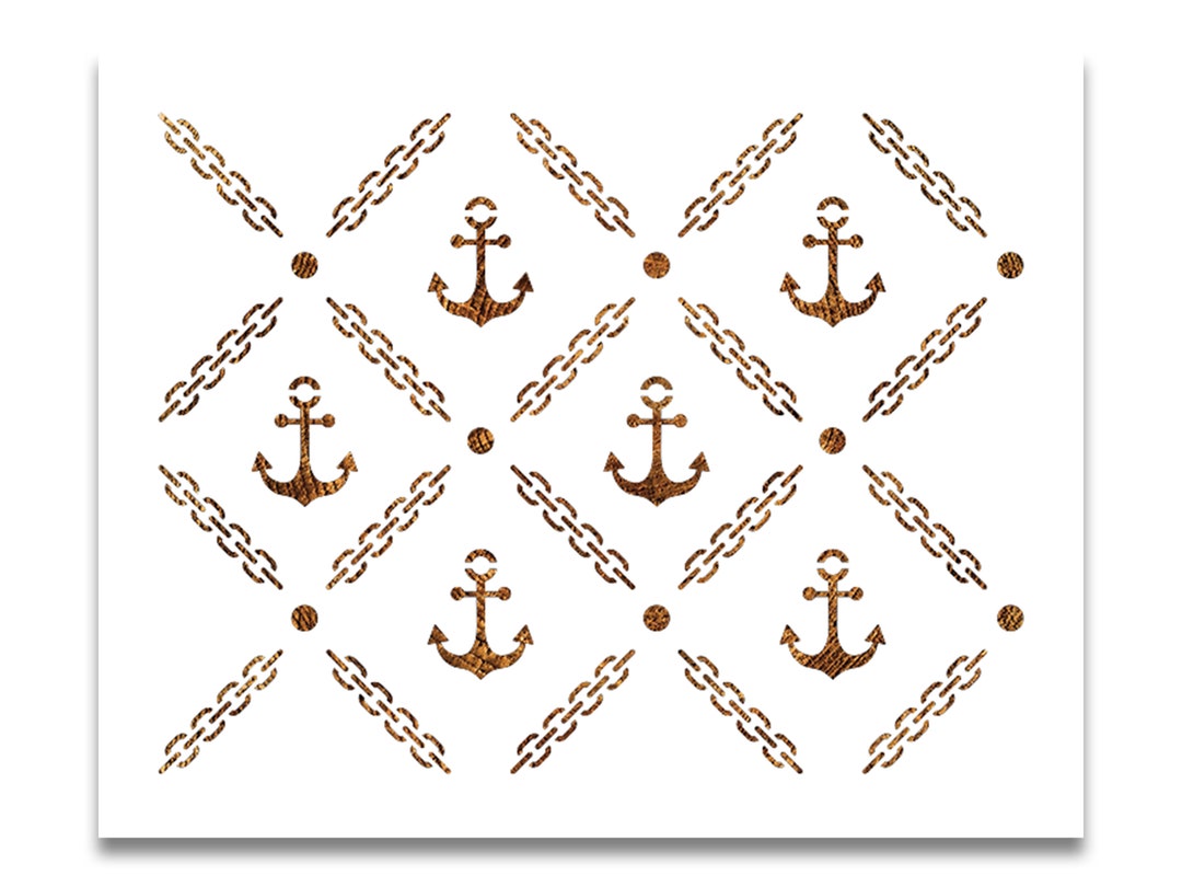 Anchor Pattern Stencil Reusable Color, Draw, Paint Custom Navy Stencil ...