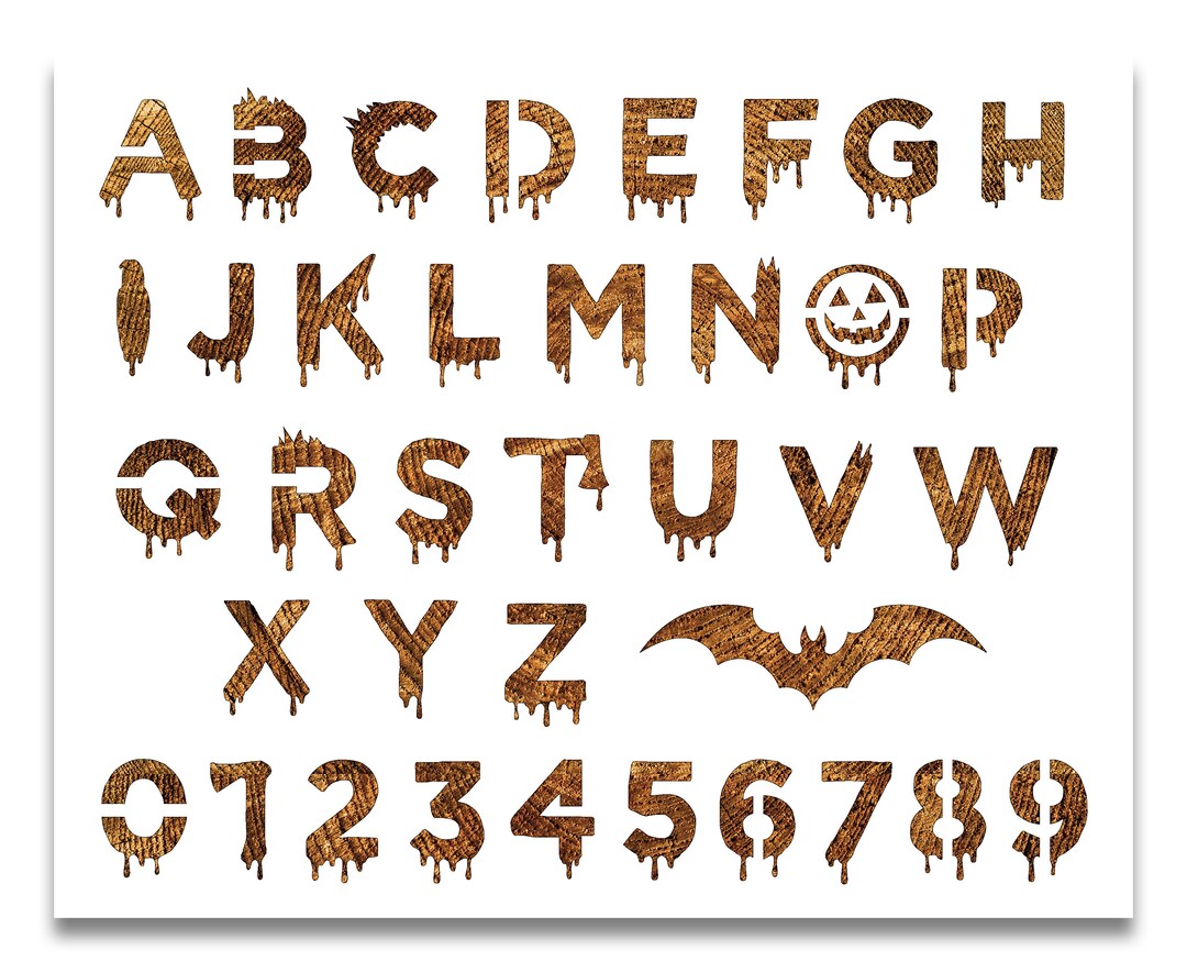 Halloween Font Stencil Size Options Reusable Alphabet - Etsy