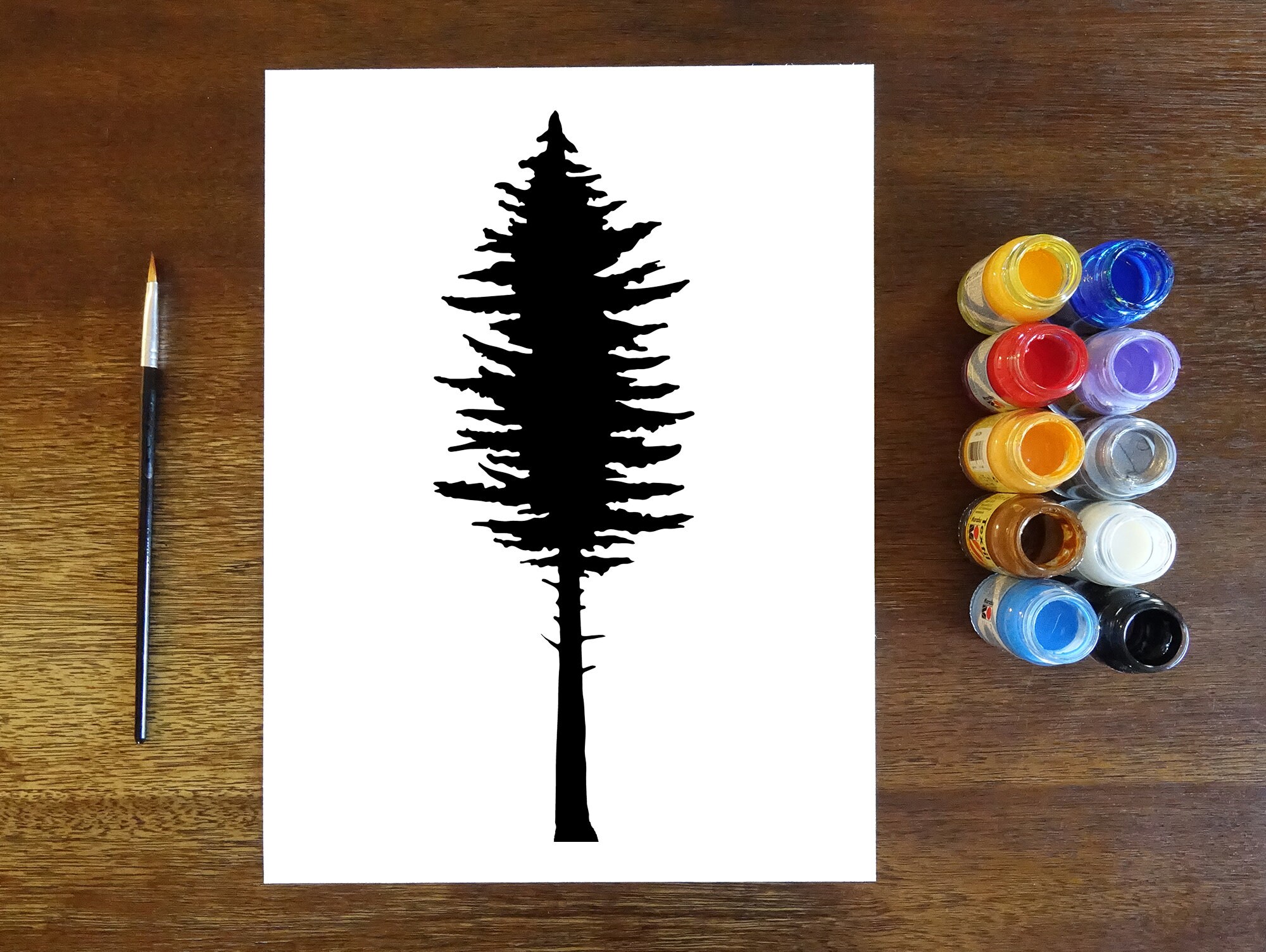 Pine Tree Stencil Lodgepole Pine Tree Reusable Color | Etsy