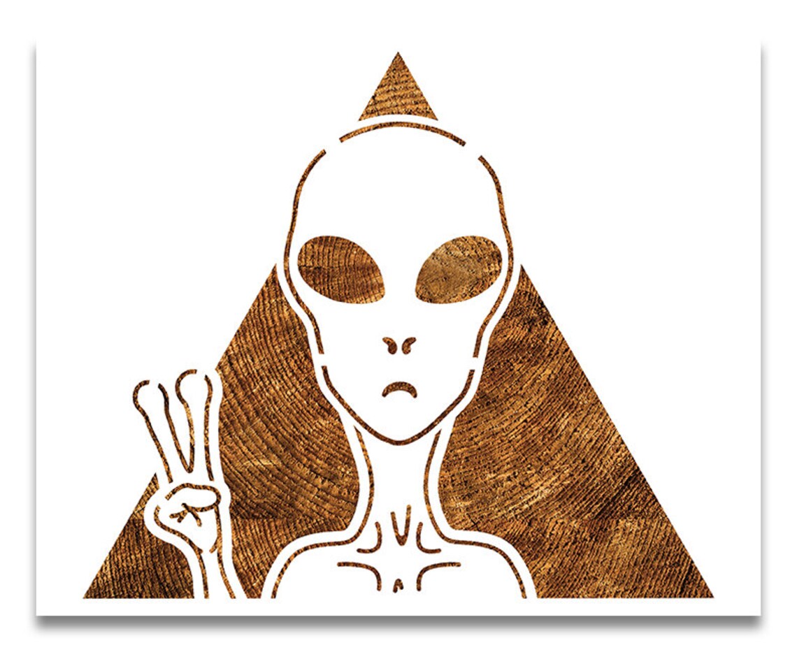 Alien Peace Sign Stencil Reusable Color Draw & Paint - Etsy