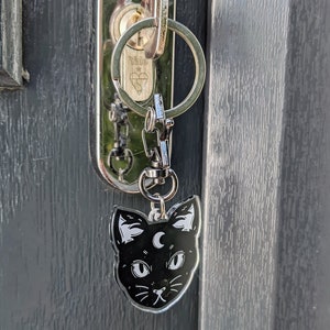 Black Cat Keyring With Star - Etsy