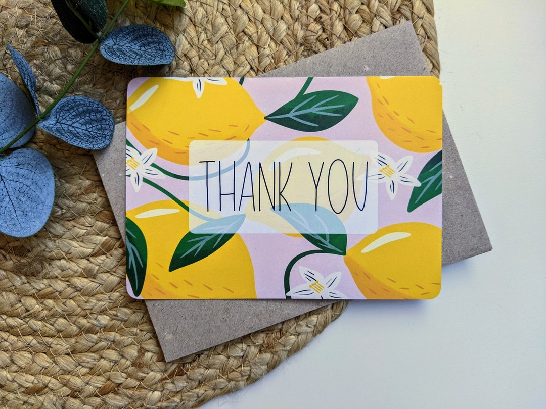 Lemon Thank You Cards With Envelopes - Etsy