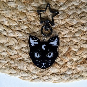 Black Cat Keyring With Star - Etsy
