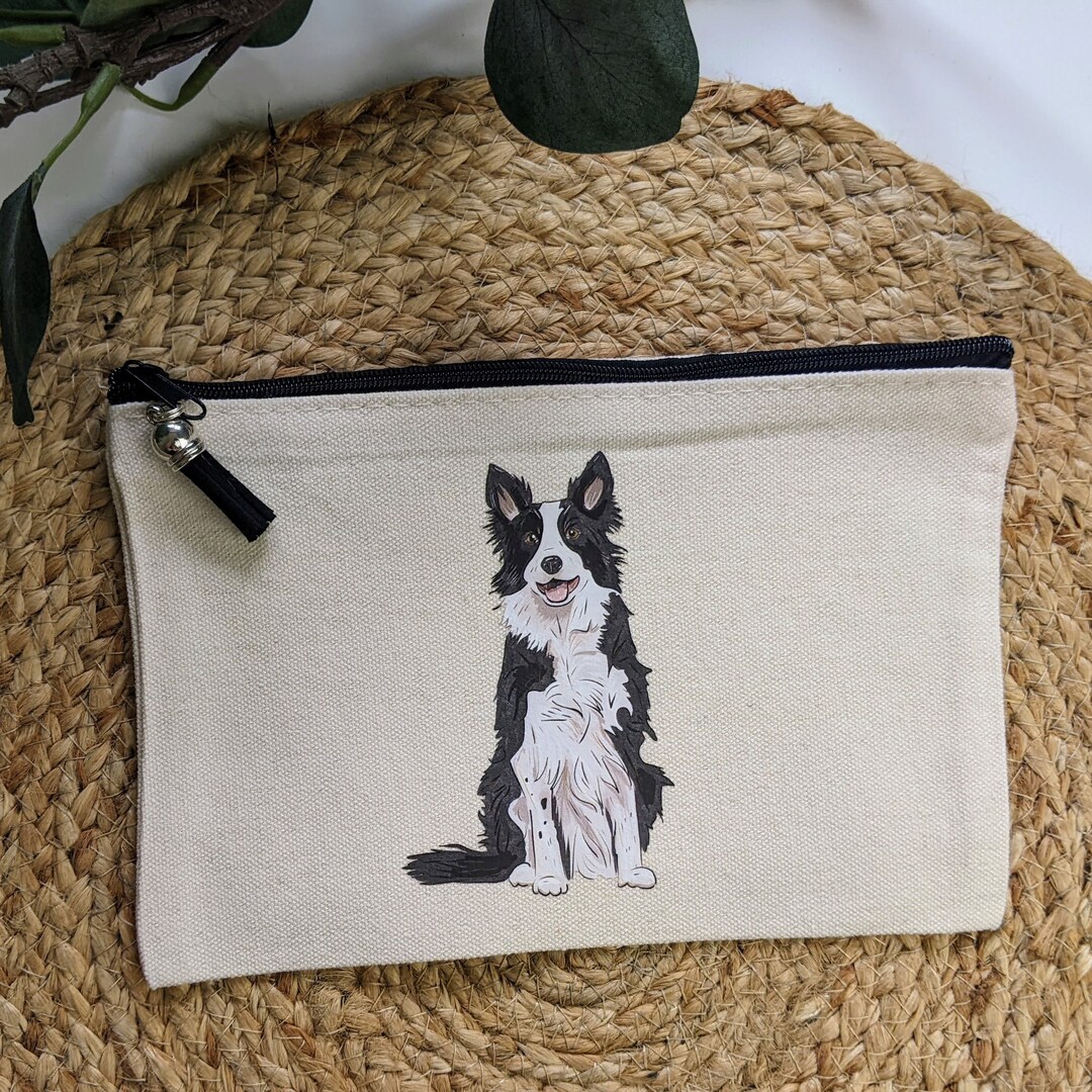 Border Collie Pencil Case: Canvas Zipper Pouch, Dog Lover Gift - Etsy
