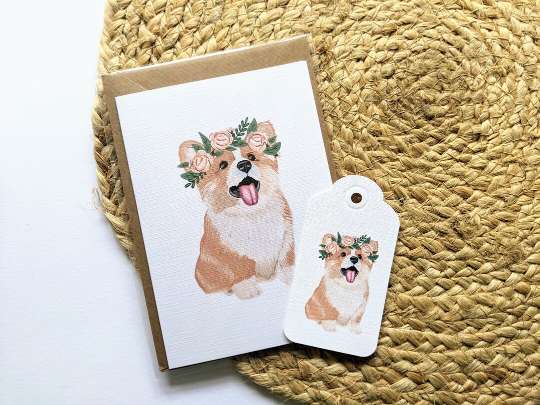 Corgi Card With Gift Tag - Etsy
